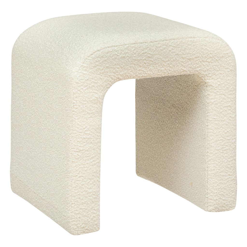 Buklé szövet puff, híd alakú, fehér - ARQUE - ️ Időtálló design ...